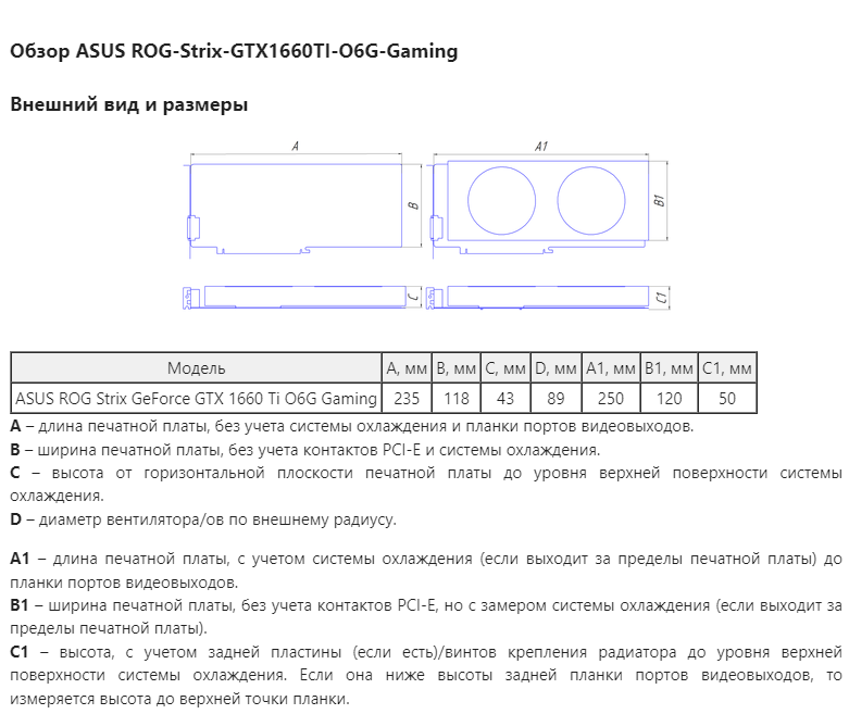Ответы Mail: Длина видеокарты gtx 1660ti