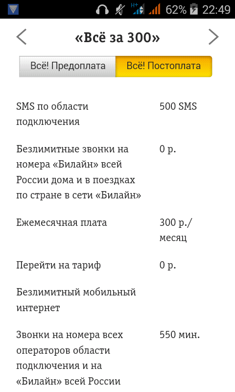Ответы Mail: Тарифный план Билайн "Всё за 300"