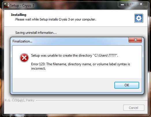 Setup was unable to create the directory C/Users/??? Помогите, кто знает | Ответы Mail